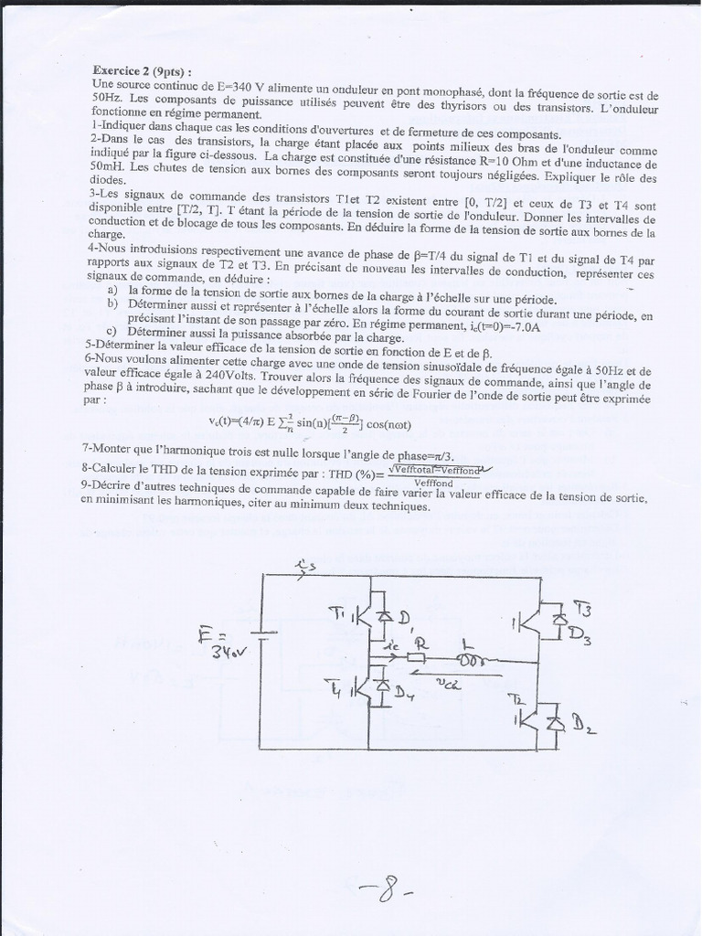 Exo Onduleur Monophasé Corrigé | PDF