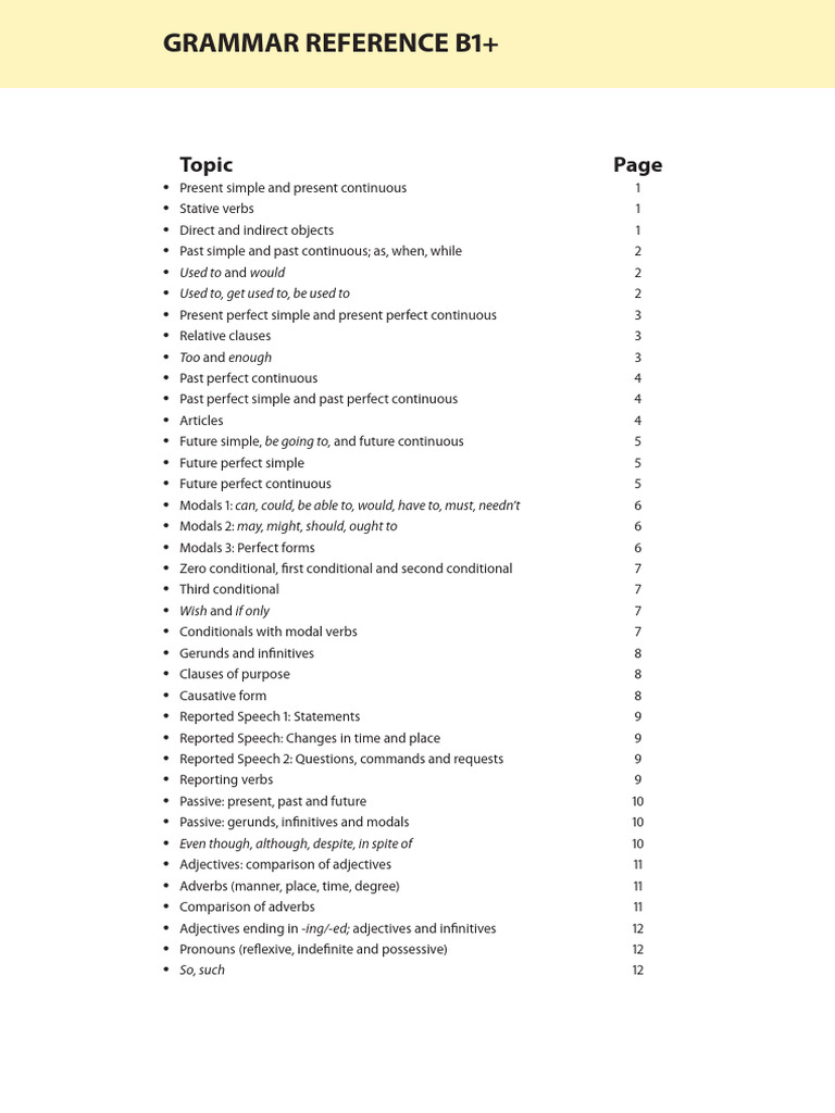 Grammar Reference B1plus | PDF | Verb | Grammatical Tense