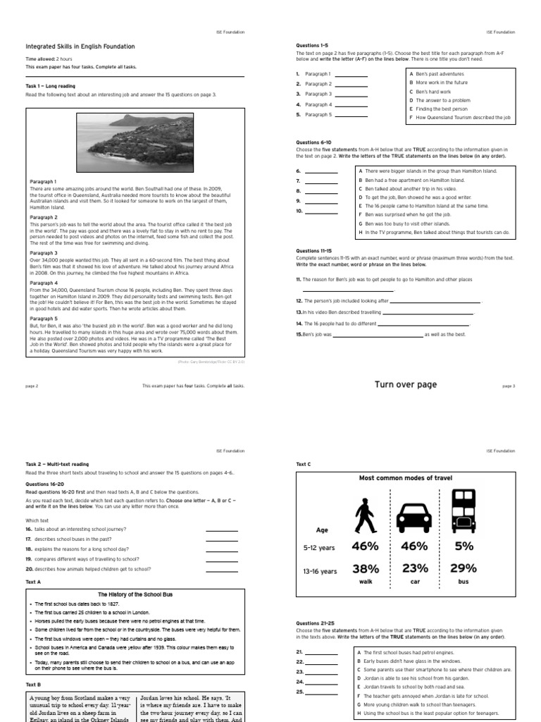 Sample Paper 6 ISE A2 | PDF | Bus | Tourism