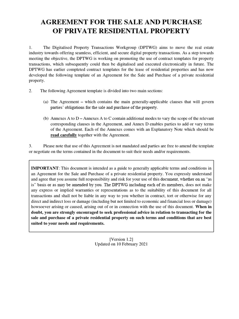 Residential Property Sale Agreement Template | PDF | Conveyancing ...