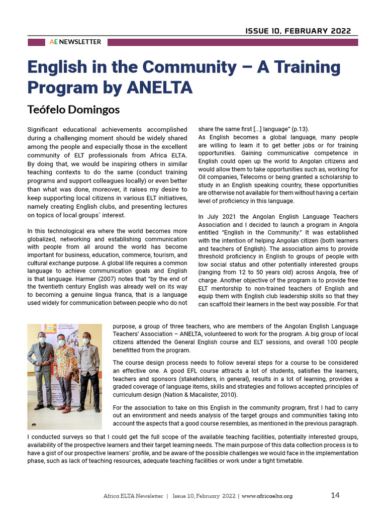 English in The Community A Training Program by ANELTA. | PDF | English ...