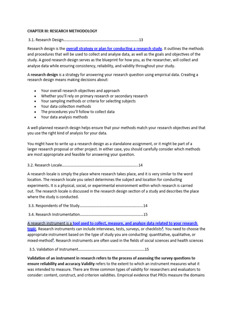 Chapter Iii | Download Free PDF | Validity (Statistics) | Survey Methodology