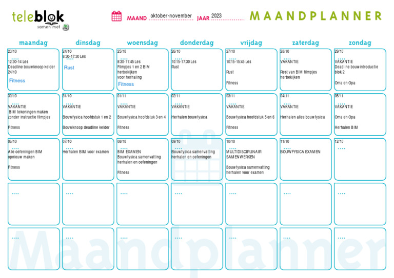 Maandplanner-Module Examen | PDF
