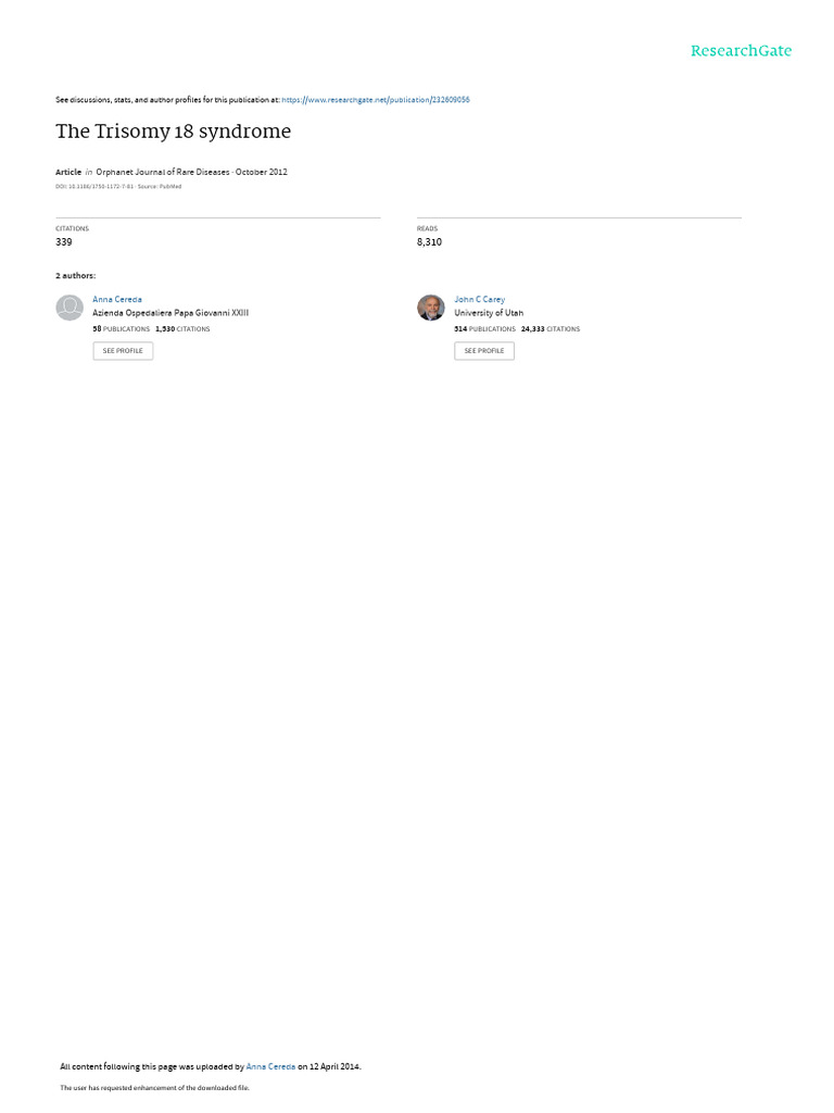 Trisomy 18: Clinical Insights | PDF | Congenital Heart Defect ...