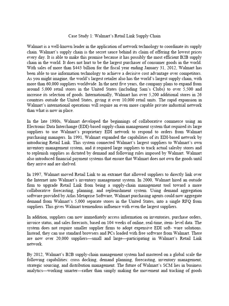 ZChapter 2 Case Study On Walmart Retail Link System | PDF | Walmart ...