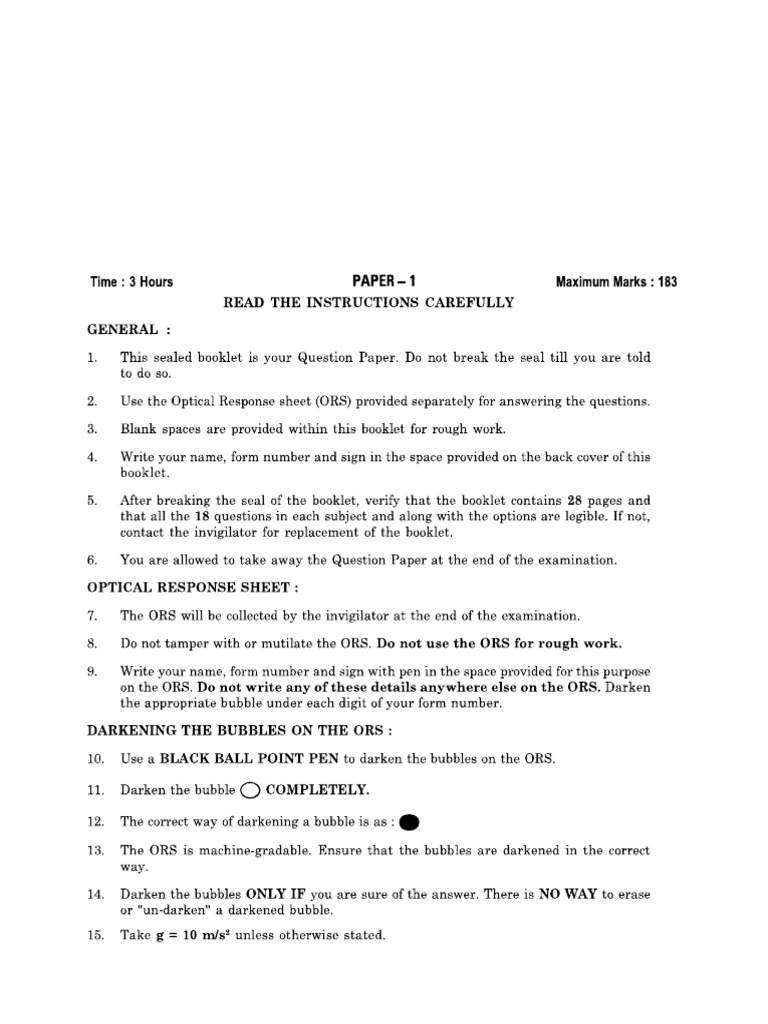 Jee Advanced Mock Test-13 Paper-1 (14!04!2024) | PDF