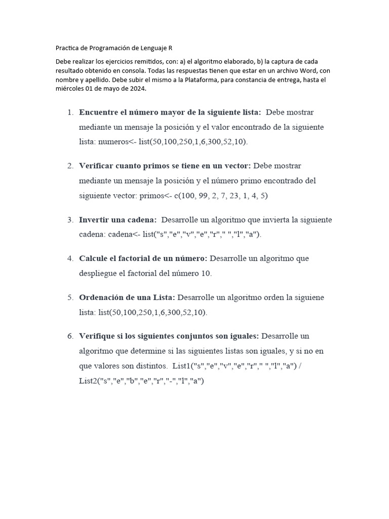 Practica de Programación de Lenguaje R - v1 | PDF