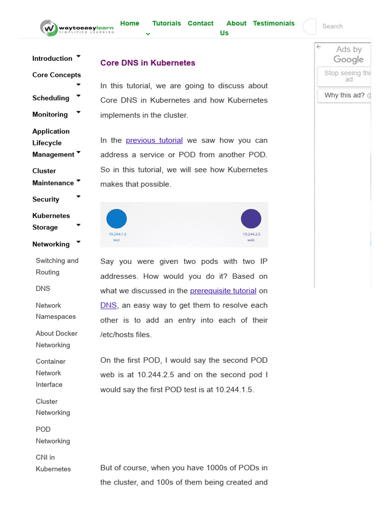Core DNS in Kubernetes - Simplified Learning | PDF | Domain Name System ...