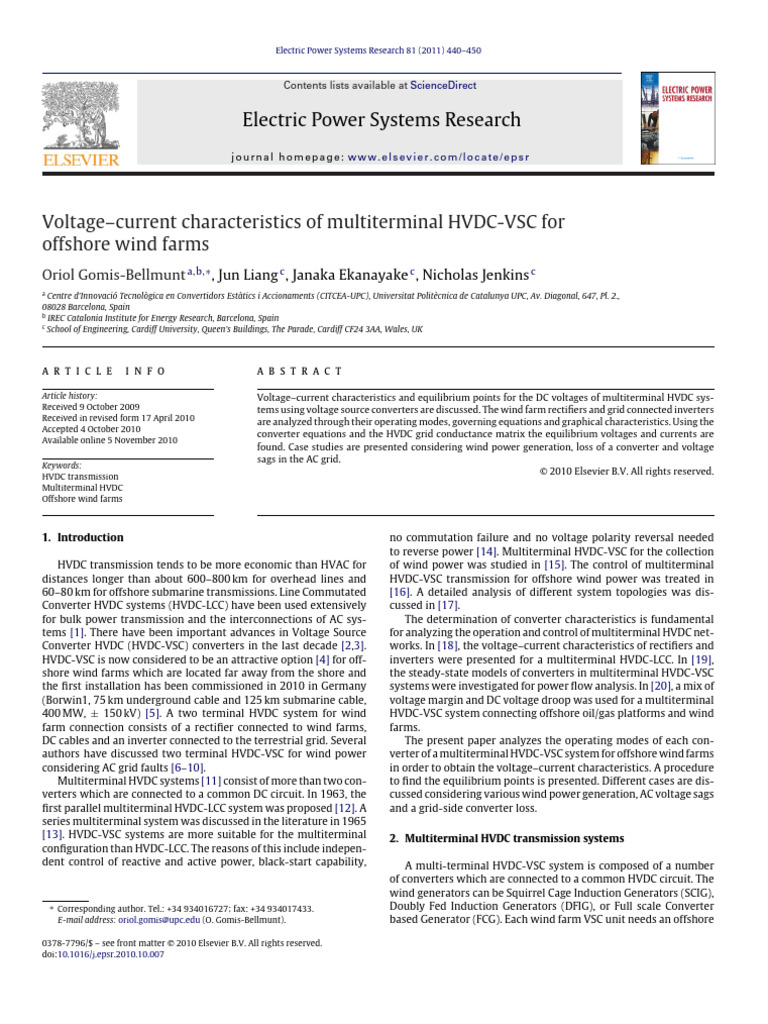 Voltage-Current Characteristics of Multiterminal HVDC-VSC For | PDF ...