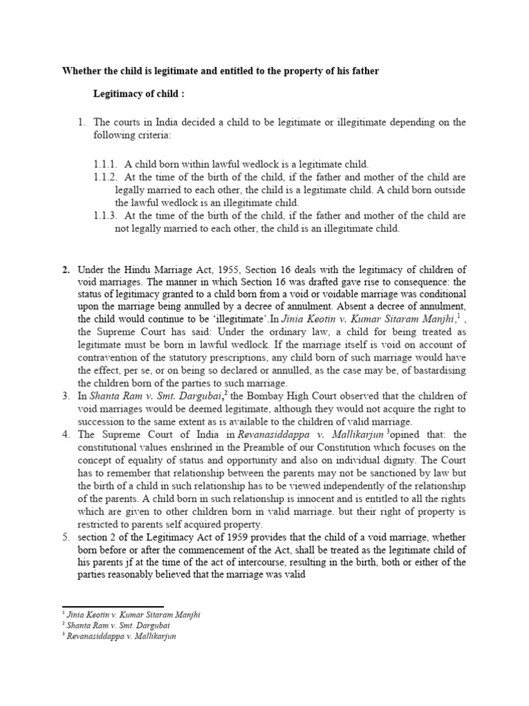 Whether The Child Is Legitimate | Download Free PDF | Annulment ...