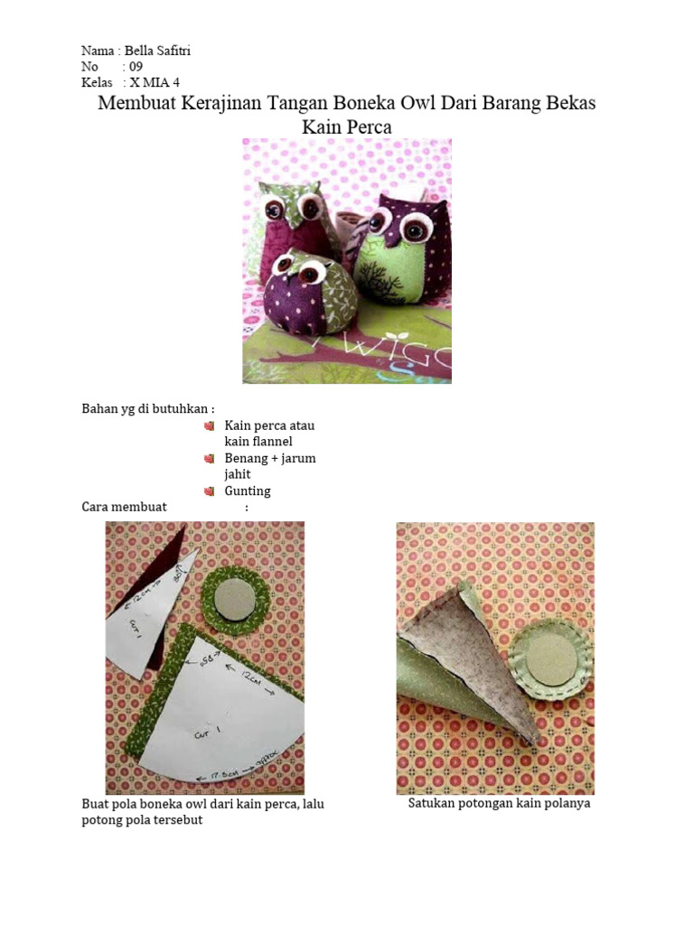 Membuat Kerajinan Tangan Boneka Owl Perca Dari Barang Bekas Kain Perca ...