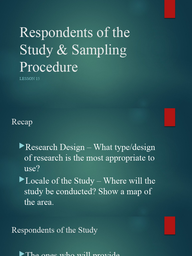 Lesson 16 Respondents of The Study Sampling Procedure | PDF | Sampling (Statistics) | Sample ...