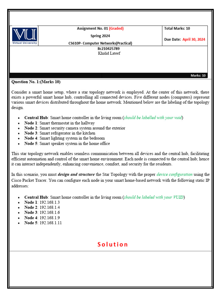 Cs610p Assignment 1 2024 | PDF