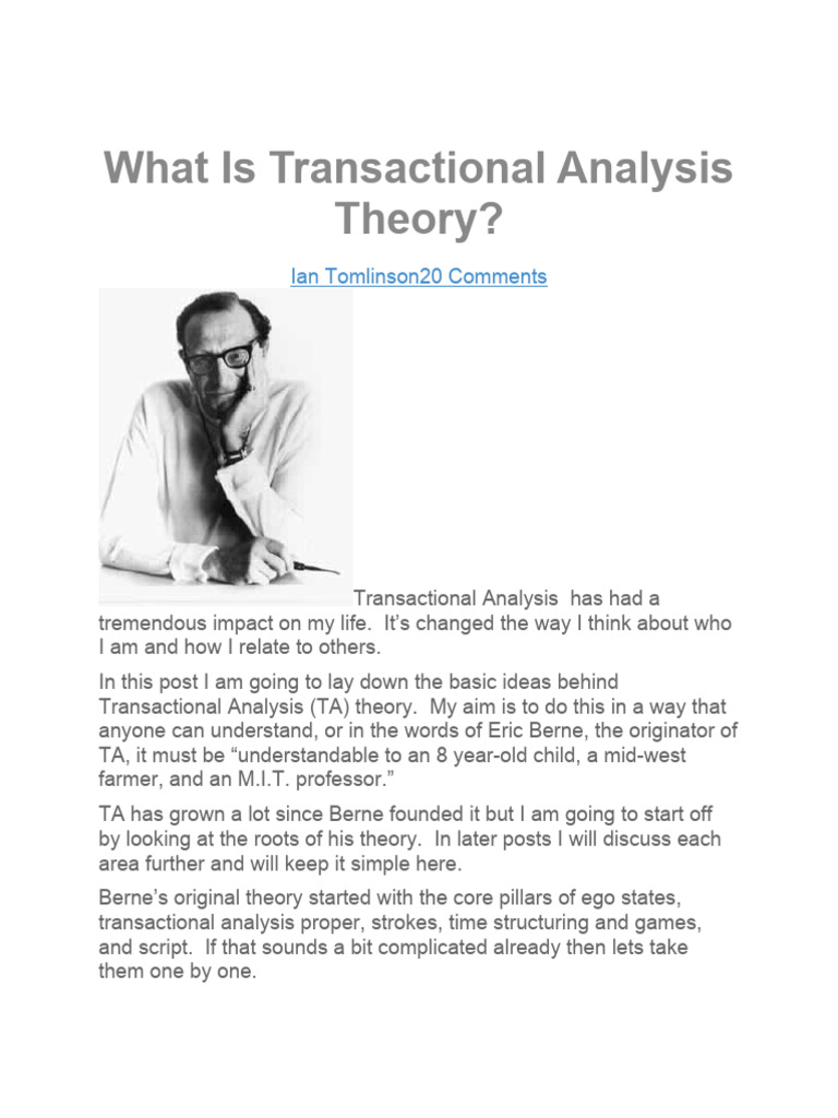 What Is Transactional Analysis Theory | PDF | Psychotherapy ...