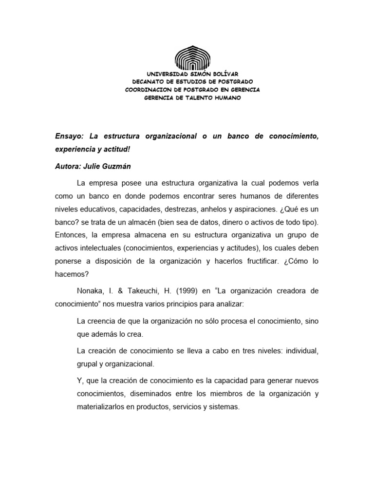 Ensayo Julie Guzman v2 (Con Bibliografía) | PDF | Conocimiento | Business