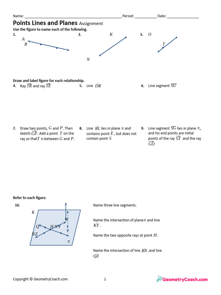 1 2 Assignment Points Lines and Planes | PDF | Classical Geometry | Euclidean Geometry