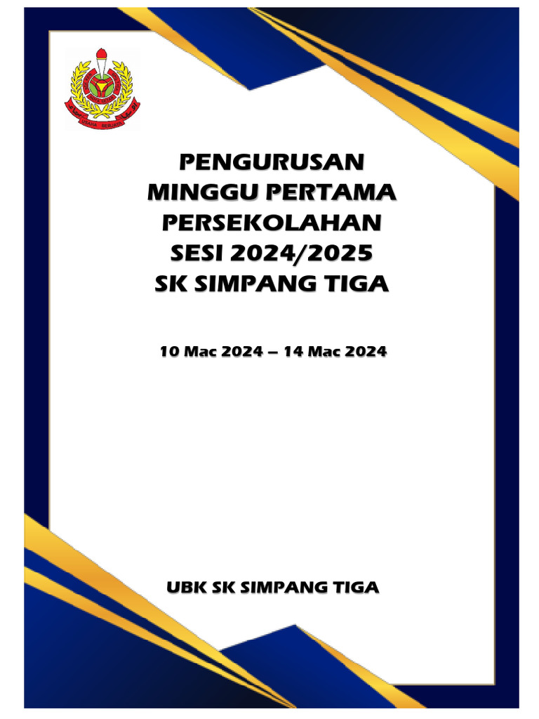 Pengurusan Minggu Pertama Persekolahan Sesi 2024 | PDF