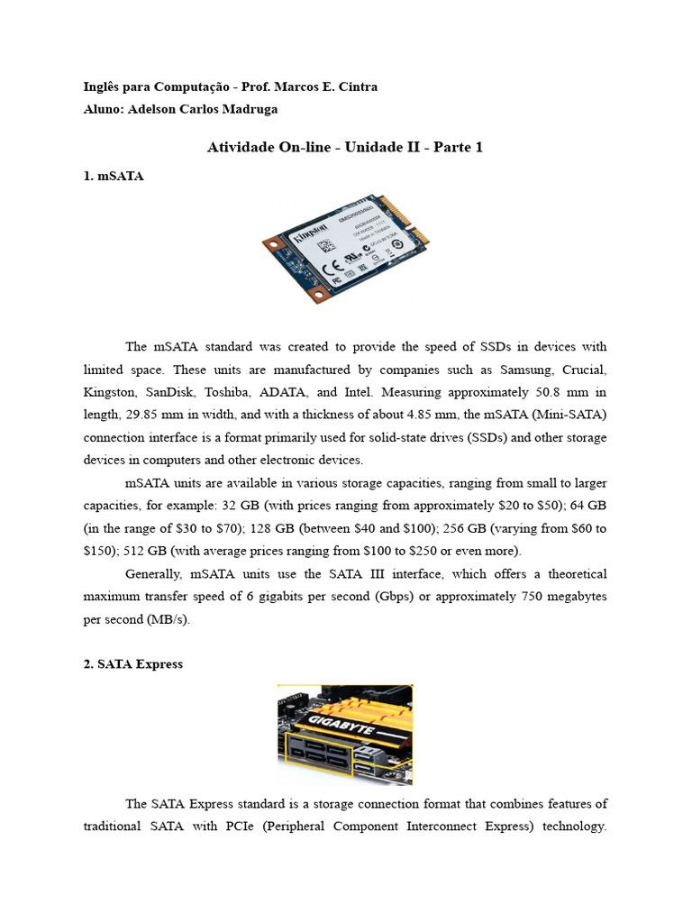 Atividade - Inglês | PDF | Solid State Drive | Computer Data