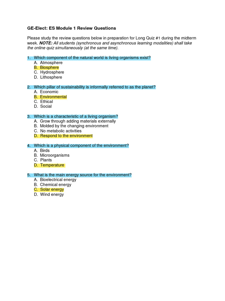 GE-Elect - ES - Module 1 Review Questions | PDF