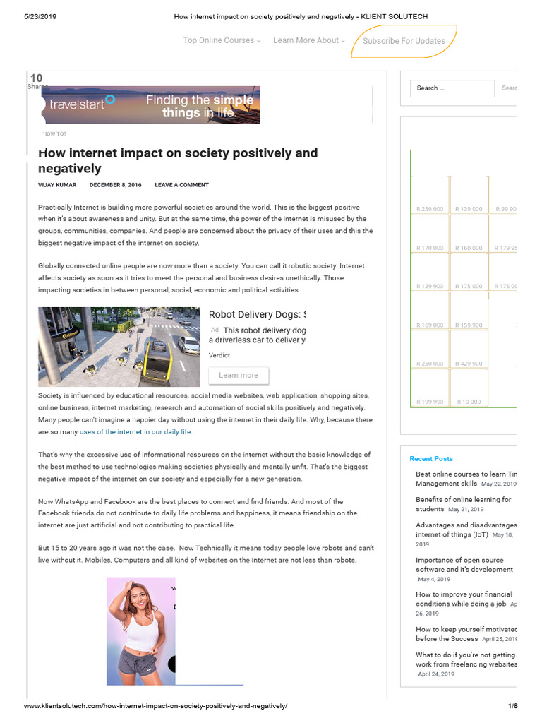 How Internet Impact On Society Positively and Negatively | PDF ...