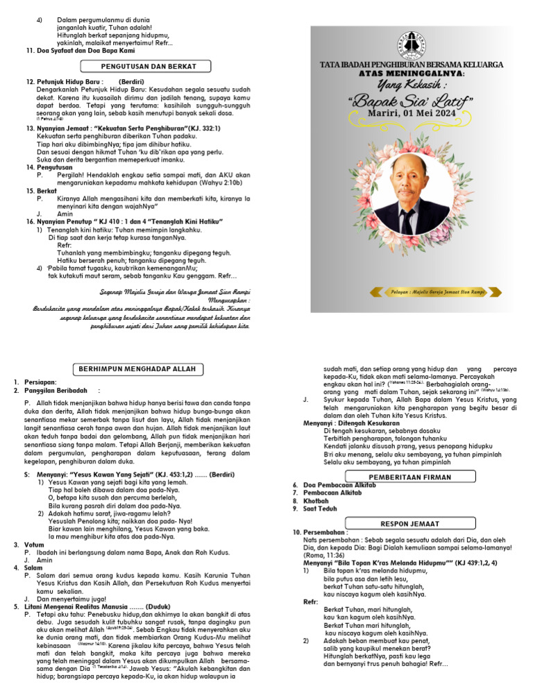 Liturgi Penghiburan NENEK YUYUN BABA' | PDF
