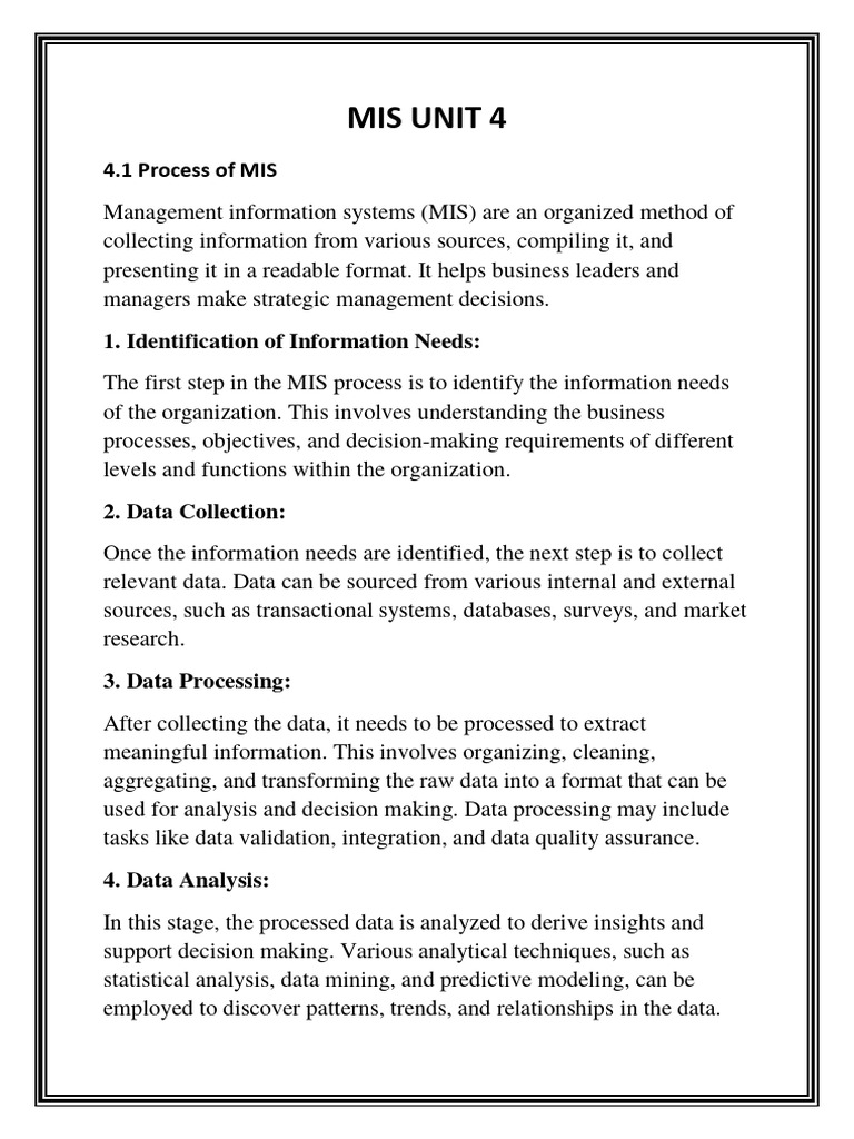 Mis Unit 4 | PDF | Management Information System | Data Analysis