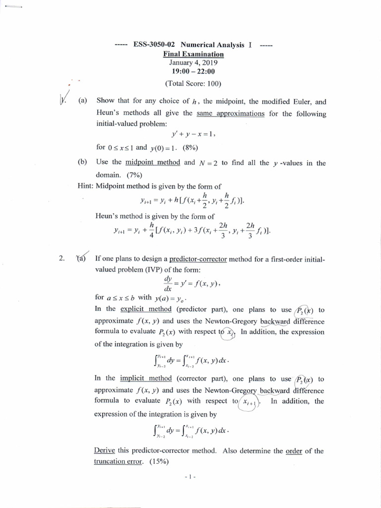 數值分析一2018 final | PDF
