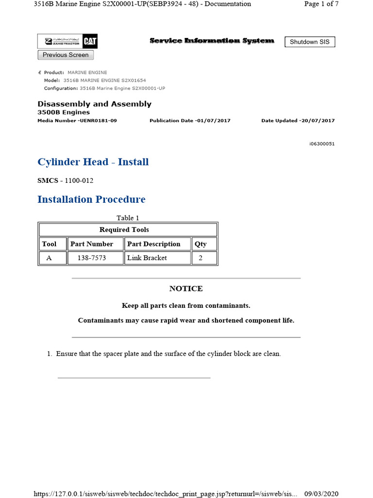 Cylinder Head - Install | PDF | Screw | Internal Combustion Engine