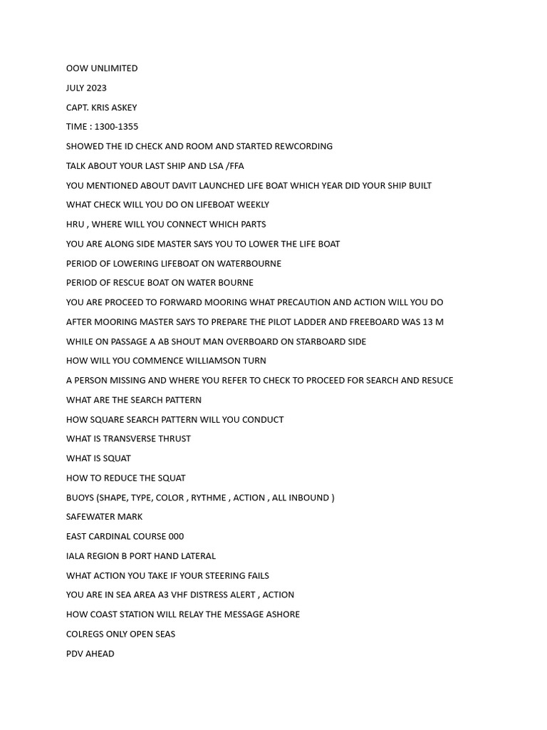 OOW (Unlimited) Orals Report - 2023-06 - Askey - Pass | PDF