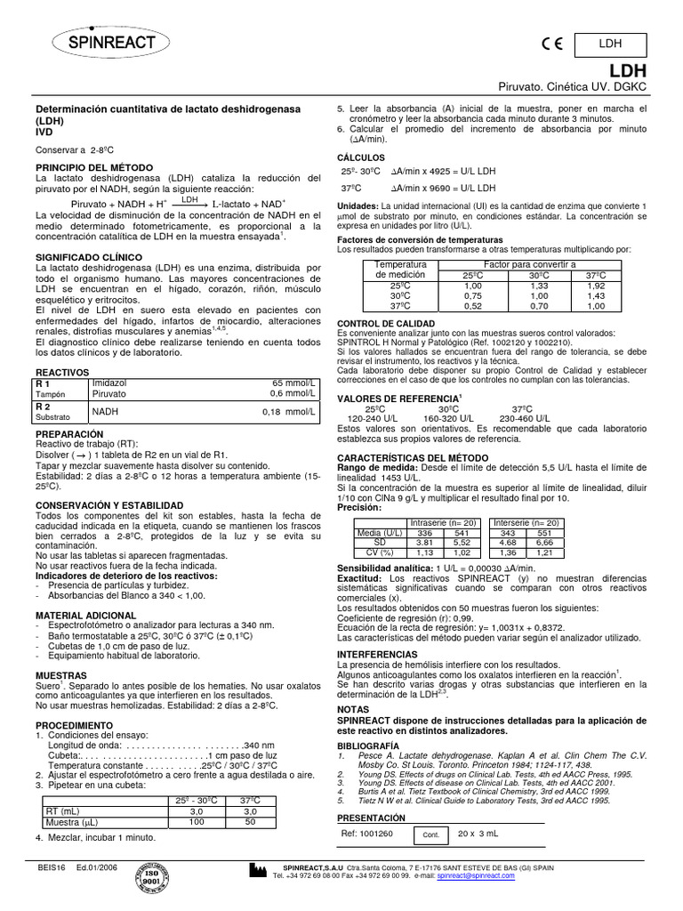 Bedtt16 LDH | PDF | Lactato deshidrogenasa | Enzima