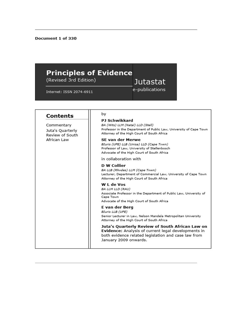 Law of Evidence Textbook-1 | PDF | Evidence (Law) | Hearsay