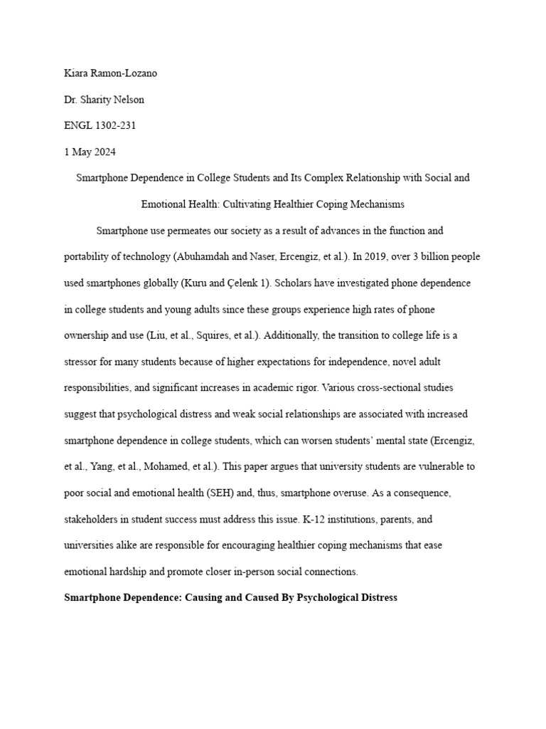 Engl 1302 - Eportfolio - Researched Position Paper 1 | PDF | Mental ...