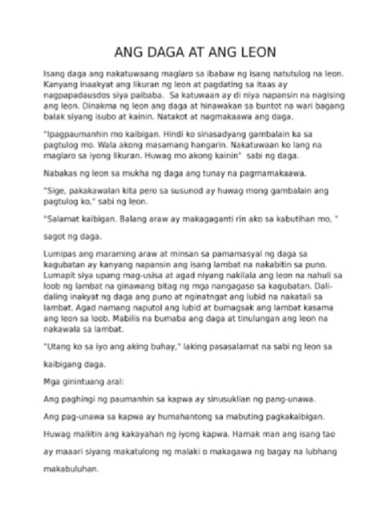 Ang Lion at Daga | PDF