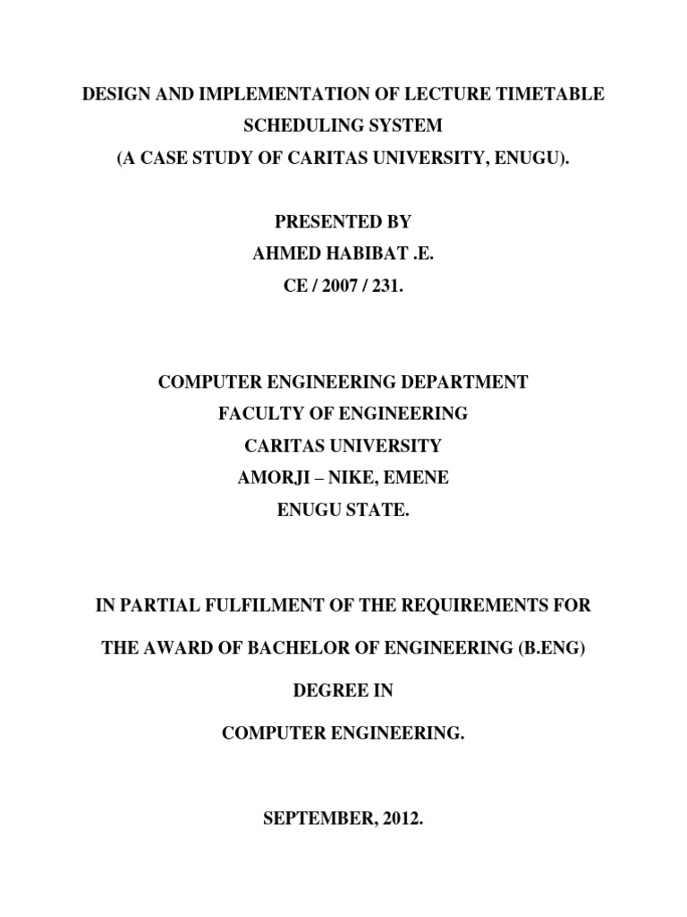Design And Implementation Of Lecture Timetable Scheduling System Pdf 7819