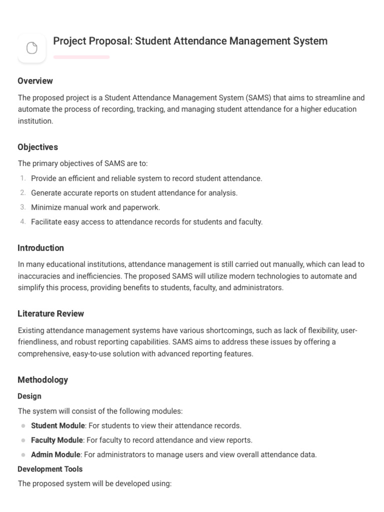 Student Attendance Management System Proposal | PDF