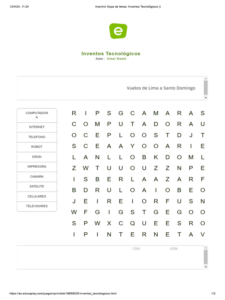 Imprimir Sopa de Letras Inventos Tecnológicos | PDF ...