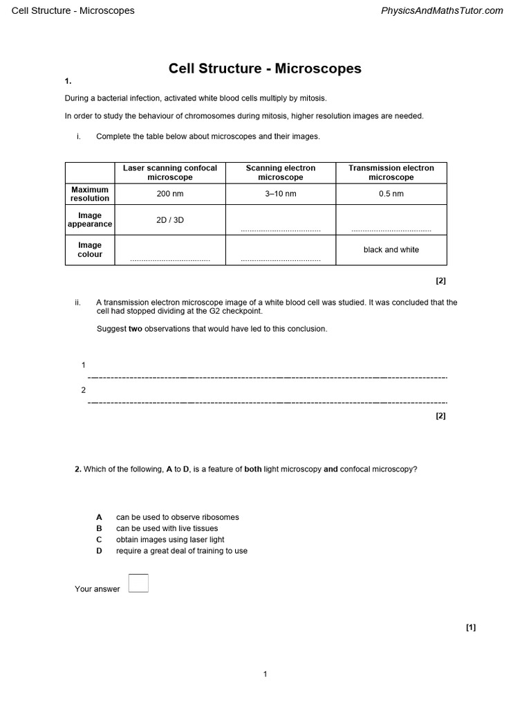 2.1 Cell Structure - Microscopes QP | Download Free PDF | Microscope | Staining