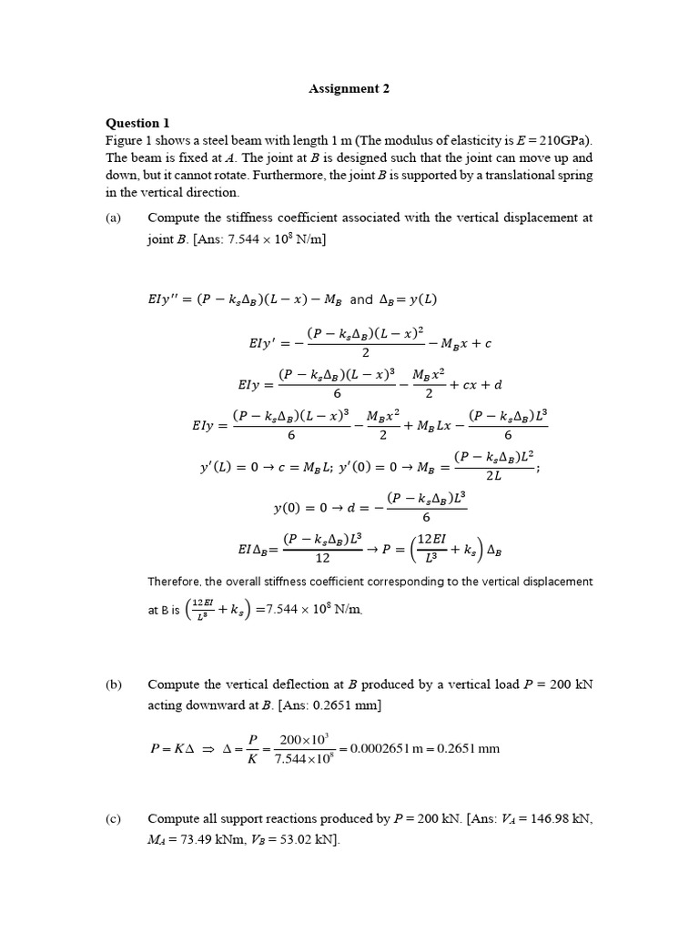 CA3633 Assignment 2-Solution | PDF | Stiffness | Force