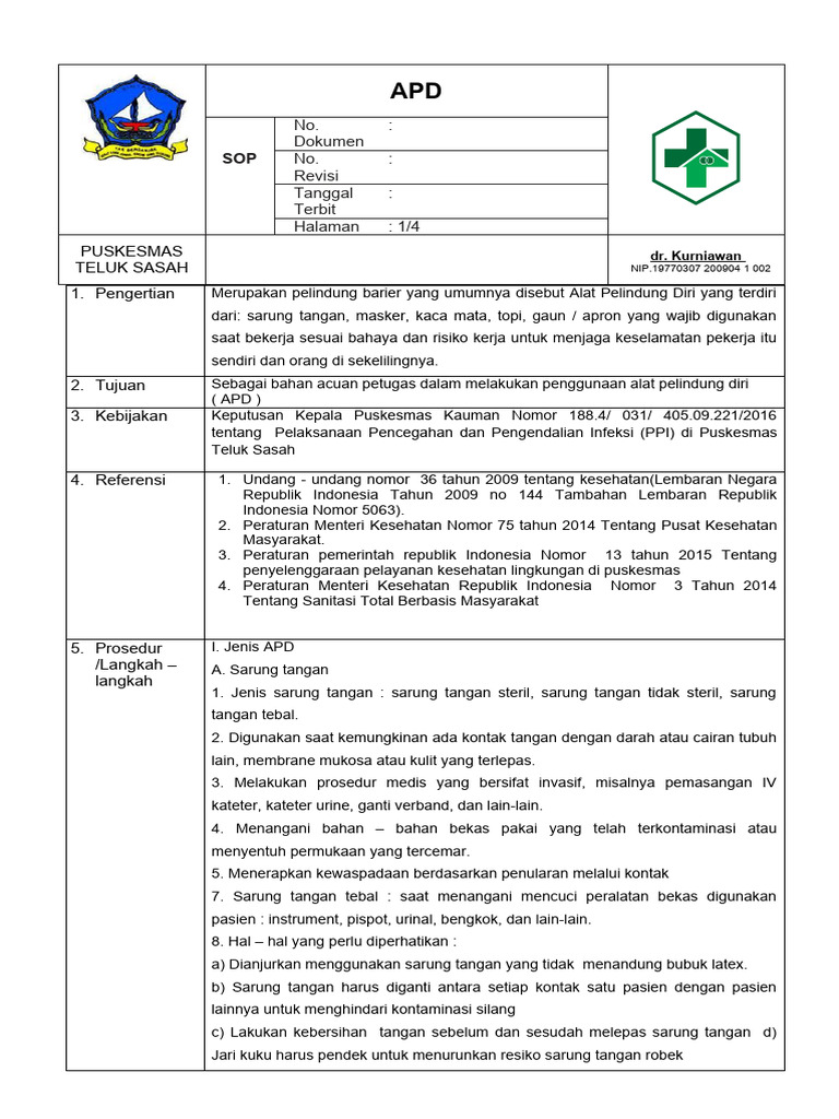 Sop Apd Seluruh Ruangan | PDF
