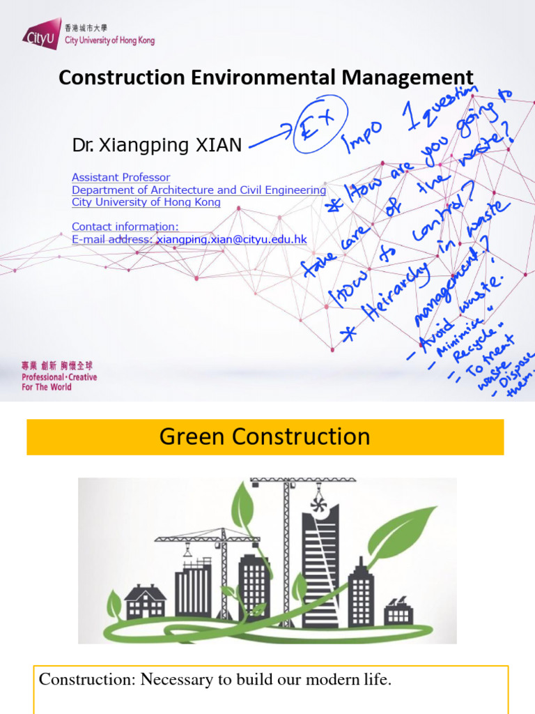 Construction Environmental Management: Dr. Xiangping XIAN | PDF | Waste ...