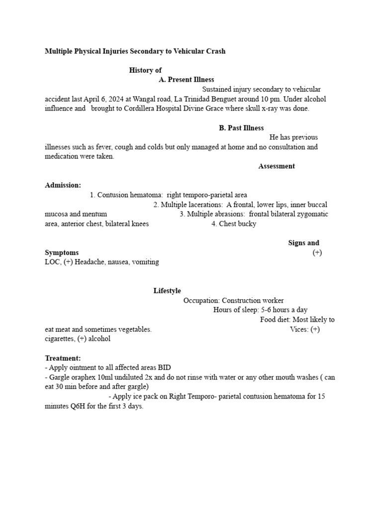 Crash Injuries: Treatment & Care | PDF | Diseases And Disorders ...