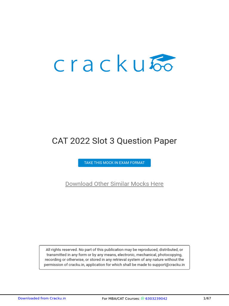 CAT 2022 Slot 3 Question Paper PDF | PDF | Immigration | Orientalism