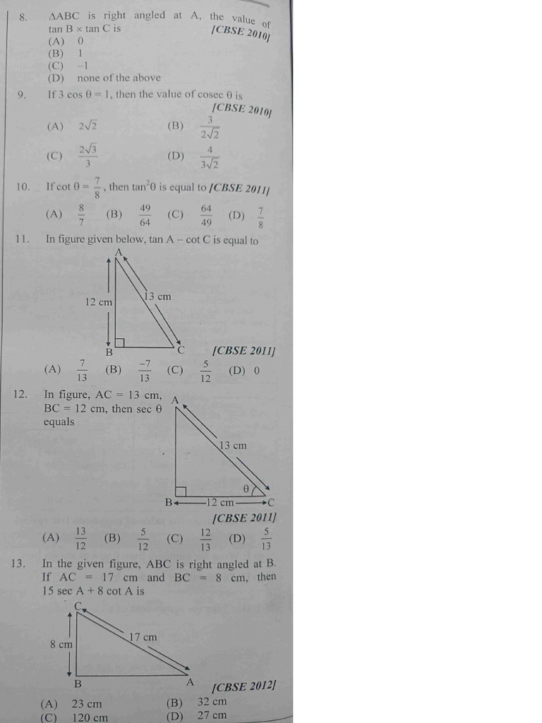 Trigonometry PY - MCQS, Case Study & Assertion Reason | PDF