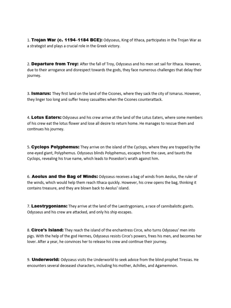 English Timeline of Odysseus' Adventure | PDF | Odysseus | Ancient ...