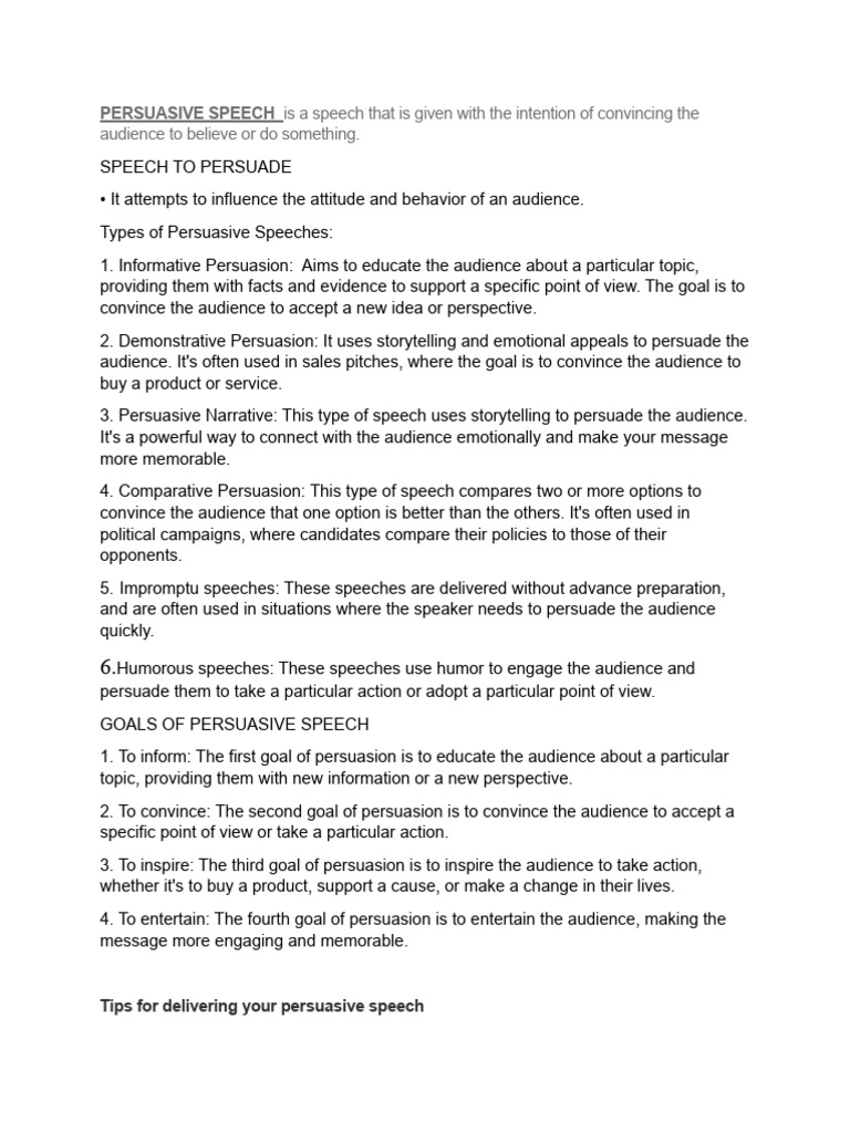 Persuasive Speech | PDF | Persuasion | Rhetoric