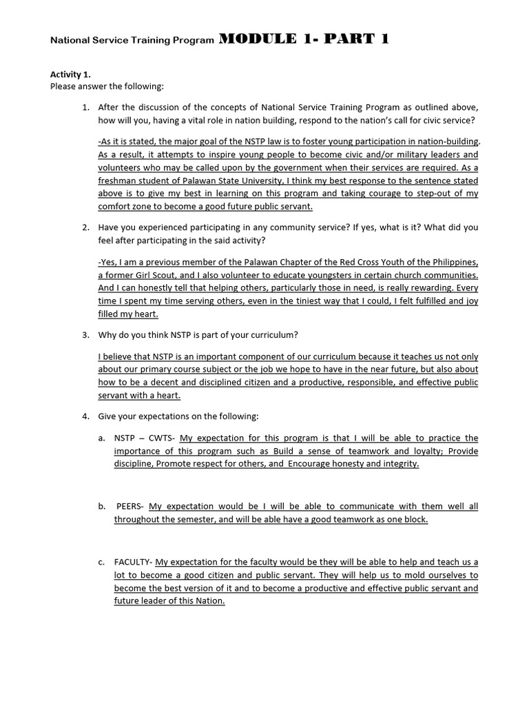 NSTP Module 1 | PDF | Curriculum | Social Psychology