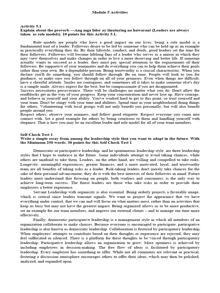 NSTP Module 5 | PDF | Leadership | Integrity