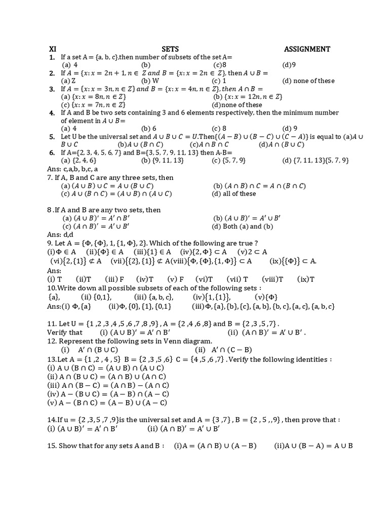 11 Sets Assignment FAIPS | PDF | Mathematical Logic | Mathematical Concepts