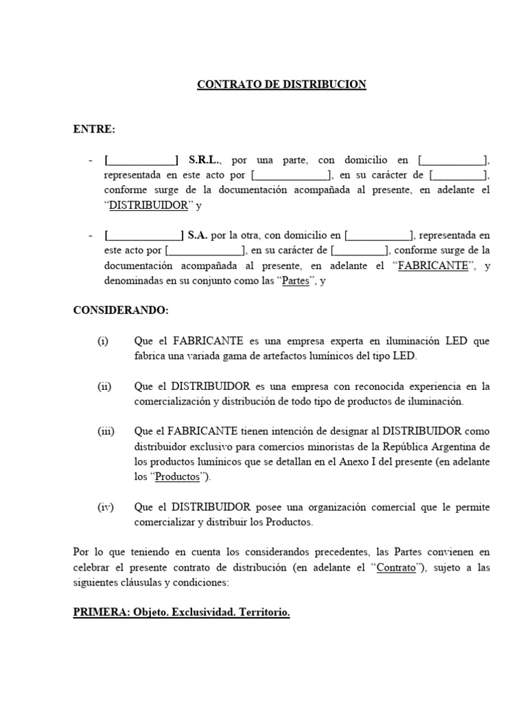 Contrato de Distribución Exclusiva LED | PDF | Al por menor | Marketing