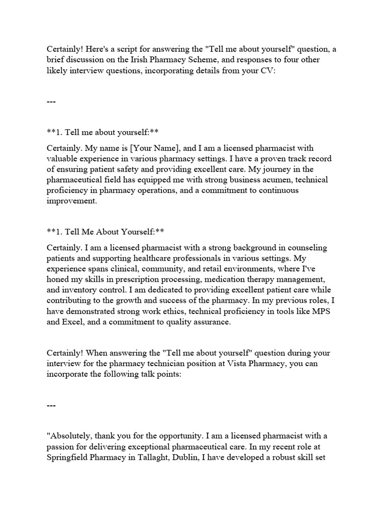 Pharmacy Tech Interview Preparation Pdf Pharmacist Medical